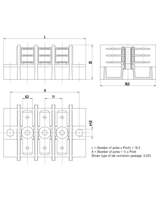 307PC tab type terminal blocks