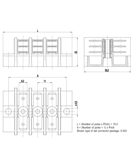 307PC tab type terminal blocks