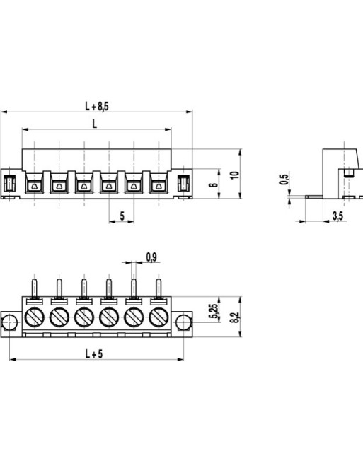 140-A-126-SMD PCB Connector for SMD Screw connection, with anchors