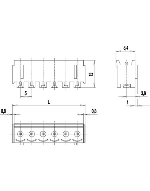 120-M-221-SMD Header Vertical plug-in, with side walls